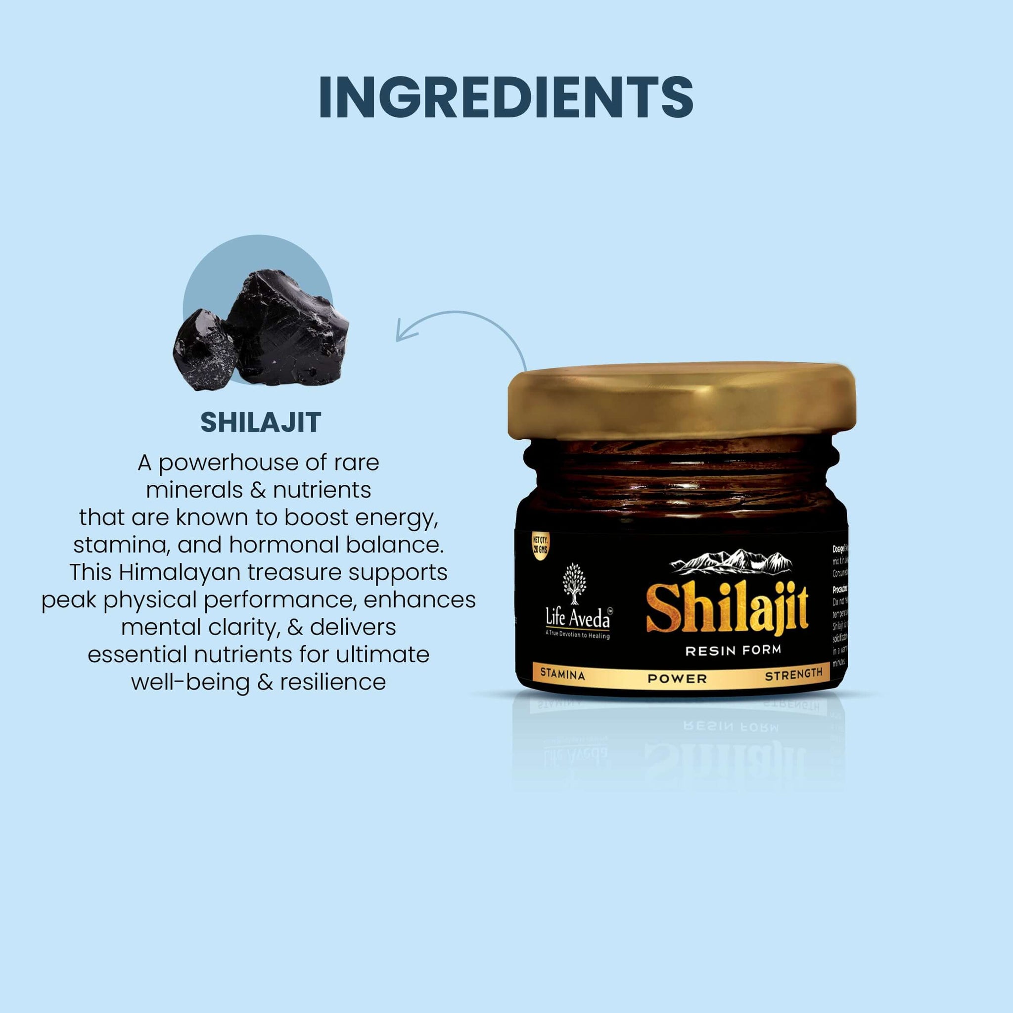 Shilajit Resin : Pure Himalayan Shilajit - 20gm | Life Aveda