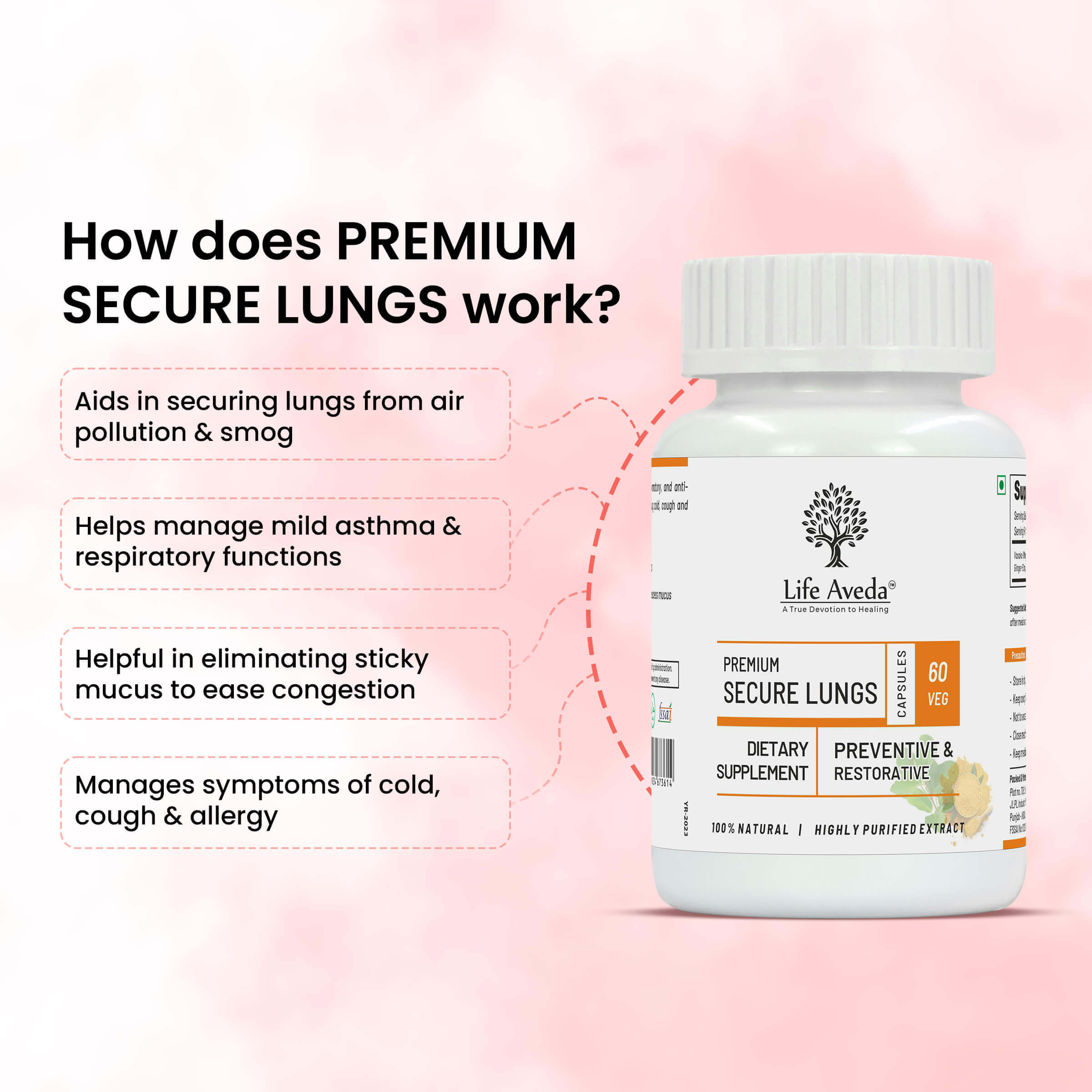 Premium Secure Lungs - Lungs Detox Capsules | Life Aveda